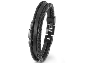 4056867011532 - Lederarmband SOLIVER 2022637 Armbänder Gr Edelstahl-Carbon-Leder schwarz Herren Lederarmbänder