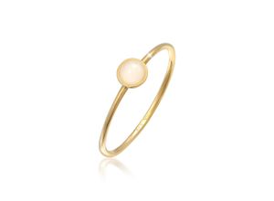 4050878632137 - Fingerring ELLI PREMIUM Solitär Rosa Quarz Edelstein 375 Gelbgold Fingerringe Gr 52 mm mit Steinen Gelbgold 375 1 mm rosa (rosa rosa) Damen Fingerringe