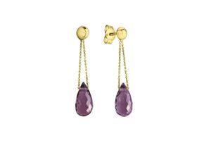 4006046393744 - Paar Ohrhänger CELESTA 375 Gelbgold Amethyst Ohrringe Gr ONE-SIZE Gold gelb (gelb lila) Damen Ohrhänger