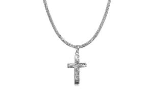 4056261090140 - Kette mit Anhänger KUZZOI Herren Zopfkette Kreuz Gehämmert 925 Silber Halsketten Gr 50 ohne Stein Silber 925 (Sterlingsilber) Länge 50 cm silberfarben (silber) Herren Ketten mit Anhänger