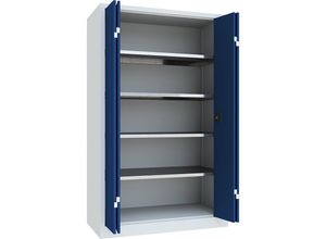 4055479629944 - - Falttürenschrank Vollblechtüren 4 verzinkte Böden BxTxH 1200x600x1950 mm ral 7035 5010