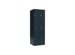 7042424834635 - 3er-Schließfachschrank Fydor 2 Abteile grau B 600 mm 2 Abteile flache Dachform Vorhängeschloss