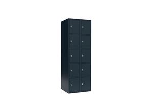 7042424834673 - 5er-Schließfachschrank Fydor 2 Abteile grau B 600 mm 2 Abteile flache Dachform Vorhängeschloss