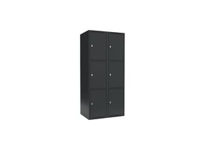 7042424833072 - 3er-Schließfachschrank Fydor 2 Abteile grau B 800 mm 2 Abteile flache Dachform Vorhängeschloss