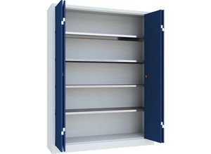 4055479631374 - - Falttürenschrank Vollblechtüren 4 verzinkte Böden BxTxH 1500x400x1950 mm ral 7035 5010