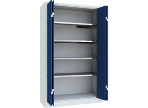 4055479628510 - - Falttürenschrank Vollblechtüren 4 verzinkte Böden BxTxH 1200x500x1950 mm ral 7035 5010