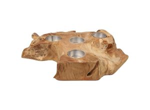 8719956073328 - Teelichthalter Natur Teak 30x30x7 cm