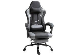 4251774969864 - Gamingstuhl mit Fußstütze schwarz 52 x 64 x (122-128) cm (BxTxH) Bürostuhl PC-Stuhl Drehstuhl Chefsessel Stuhl