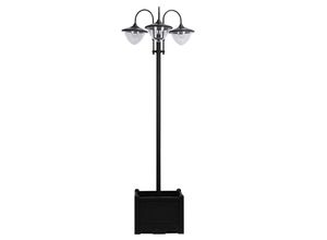 4250871290826 - Solar-Laterne mit Blumentopf schwarz 60 x 55 x 189 cm (LxBxH) Solarleuchte Wegeleuchte Gartenleuchte Solarlampe