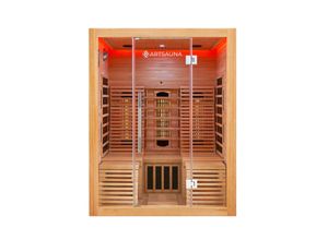 4260565520146 - Infrarotkabine Helsinki 150 - Infrarotsauna 150x150 cm mit Dual-Technologie LED-Farblichttherapie & 2 Liegen für 3 Personen - Wärmekabine - Artsauna