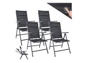 4068645000324 - GARMIO® Gartenstuhl Balkonstuhl FLORENZ schwarz 4er SET 7-fach verstellbar klappbar inkl Nackenkissen für Terrasse
