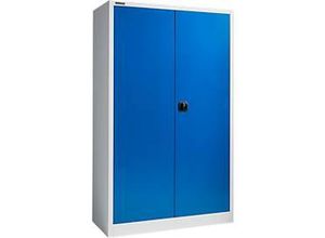 4051273635761 - Select Materialschrank abschließbar 4 verzinkte Böden 5 OH B 1200 x T 400 x H 1935 mm Stahl lichtgrau enzianblau