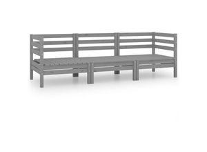 8720286683460 - Bonnevie - 3-tlg Garten-Lounge-SetGartenmöbel-Set Grau Kiefer Massivholz vidaXL