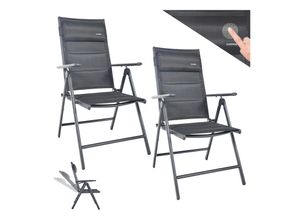 4068645000348 - GARMIO® Gartenstuhl Balkonstuhl FLORENZ anthrazit 2er SET 7-fach verstellbar klappbar inkl Nackenkissen für Terrasse