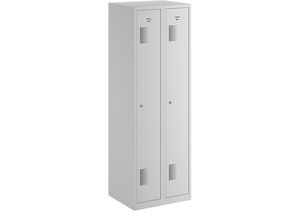 4061753005656 - eurokraft basic AMSTERDAM Garderobenschrank Höhe 1800 mm Breite 600 mm 2 Abteile mit Zylinderschloss lichtgrau