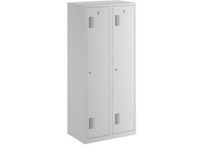 4061753005717 - eurokraft basic AMSTERDAM Garderobenschrank Höhe 1800 mm Breite 800 mm 2 Abteile mit Zylinderschloss lichtgrau