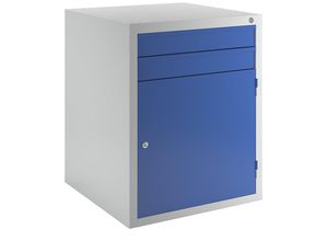 4061753284075 - Schubladenschrank 2 Schubladen 1 Tür lichtgrau blau