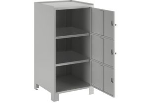 4250618214139 - Werkzeugschrank mit Füßen HxBxT 1000 x 500 x 500 mm 3 verschließbare Fächer lichtgrau RAL 7035