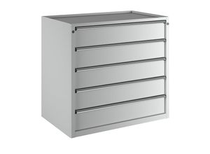 4014641114664 - Schubladenschrank BxT 1060 x 675 mm Schubladentraglast 100 kg 5 Schubladen Höhe 980 mm Front lichtgrau