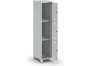 4061753011220 - eurokraft pro Schließfachschrank Fachhöhe 558 mm HxBxT 1800 x 400 x 500 mm 3 Abteile komplett lichtgrau