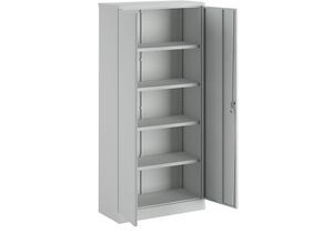 4061753004901 - eurokraft basic Universalschrank mit Flügeltüren und 4 Fachböden HxBxT 1950 x 915 x 421 mm Korpus und Türen lichtgrau ab 3 Stück