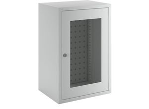 4055479002099 - Hängeschrank 1 Sichtfenstertür Rückwand gelocht 1 verstellbarer Boden Zylinderschloss BxTxH 400x300x600 mm ral 7035