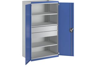 4014641088378 - Schwerlastschrank mit 3 Fachböden 2 Schubladen HxBxT 1950 x 1084 x 690 mm