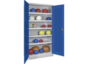 4055955093191 - Ball-Flügeltürschrank Höhe 1950 mm mit Lochblech-Türen Breite 1000 mm grau   blau