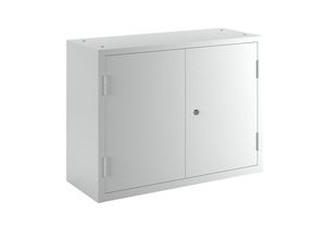 4061753004734 - eurokraft basic Werkstatt-Hängeschrank HxBxT 600 x 800 x 320 mm Vollblechtüren mit 2 Fachböden + 2 Schubladen lichtgrau RAL 7035