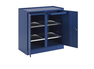 8697653675697 - eurokraft basic Werkzeugschrank mit Mitteltrennwand 2 Schubladen 4 Fachböden enzianblau RAL 5010