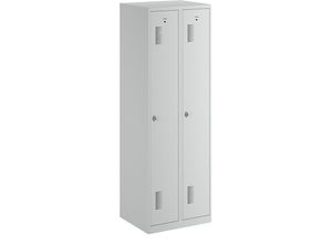 4061753006363 - eurokraft basic AMSTERDAM Garderobenschrank Höhe 1800 mm Breite 600 mm 2 Abteile mit Vorhängeschlossvorrichtung lichtgrau