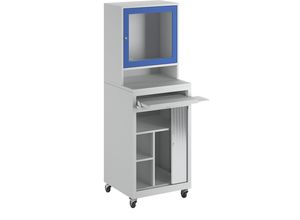 4061753033284 - Computer-Rollladenschrank für Bildschirm bis 20\ fahrbar lichtgrau enzianblau