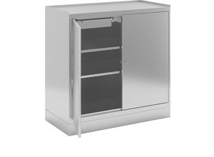 4021177027689 - eurokraft basic Edelstahl-Werkzeugschrank mit 2 Fachböden und 2 Schubladen HxBxT 1000 x 1000 x 500 mm