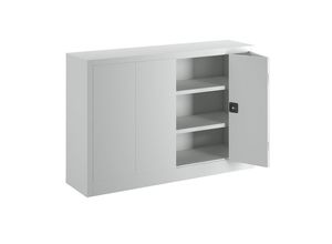 4055479003416 - - Falttürenschrank Vollblechtüren 2 verzinkte Böden BxTxH 1500x400x1000 mm ral 7035