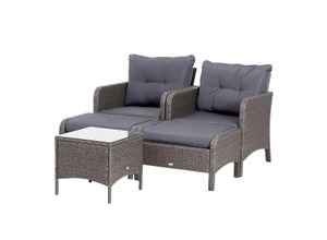 4250871271887 - Rattan Sofagarnitur als 5-teiliges Set dunkelgrau Polyrattan Sitzgruppe Gartenmöbel Loungemöbel