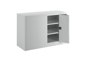 4055479003430 - - Falttürenschrank Vollblechtüren 2 verzinkte Böden BxTxH 1500x600x1000 mm ral 7035