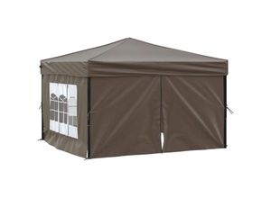 8720286974605 - Partyzelt Faltbar mit Seitenwänden Taupe 3x3 m vidaXL - Taupe