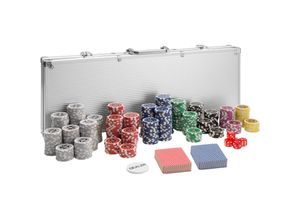 4260517461930 - tectake® Pokerset 500 farbige Chips 5 Würfel inklusive verschließbarer Aluminiumkoffer