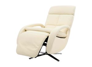 4057651829173 - Relaxsessel MCW-L11 Design Fernsehsessel TV-Sessel Liegesessel Liegefunktion drehbar Voll-Leder ~ creme-weiß