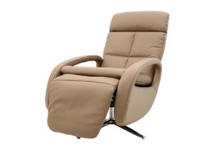 4057651795331 - Relaxsessel MCW-L11 Design Fernsehsessel TV-Sessel Liegesessel Liegefunktion drehbar Voll-Leder ~ taupe