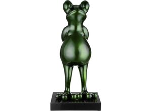 4063387523605 - Tierfigur CASABLANCA BY GILDE Skulptur Frog Dekofiguren Gr B H T 32 cm x 68 cm x 30 cm Tier grün Tierfiguren auf Marmorbase