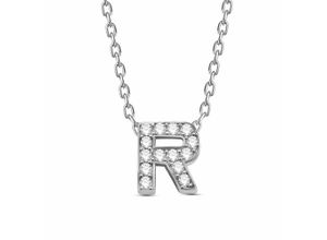 4260647223514 - Kette mit Anhänger DKENIZ Buchstabe R 925 - Sterling Silber Halsketten Gr 40cm + 3cm Silber 925 (Sterlingsilber) Länge 43 cm Breite 65 mm weiß Damen Freundschaftskette Partnerkette Ketten mit Anhänger Halsschmuck