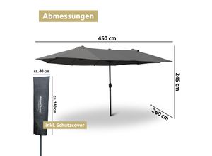 4260750013996 - deluxe4home® XXL Doppelsonnenschirm 450cm x 260cm mit Handkurbel Creme