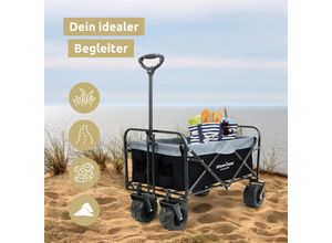 4260750012838 - deluxe4home® Bollerwagen mit breiten Reifen Blau Grau