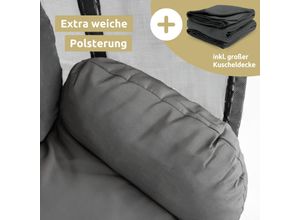 4260750012913 - deluxe4homeÂ® HÃ¤ngesessel mit Gestell I Indoor & Outdoor inkl Kuscheldecke Hellgrau