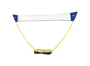 4251774968508 - Badmintonnetz mit 4 Schlägern gelb blau 280 x 33 x 157 cm (BxTxH) Volleyballnetz Federballnetz mit Badmintonschläger