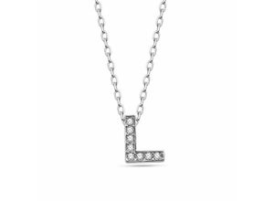 4260647223460 - Kette mit Anhänger DKENIZ Buchstabe L 925 - Sterling Silber Halsketten Gr 40cm + 3cm Silber 925 (Sterlingsilber) Länge 43 cm Breite 65 mm weiß Damen Ketten mit Anhänger Partnerkette Freundschaftskette Silberkette Halsschmuck