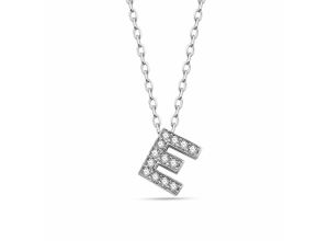 4260647223392 - Kette mit Anhänger DKENIZ Buchstabe E 925 - Sterling Silber Halsketten Gr 40cm + 3cm Silber 925 (Sterlingsilber) Länge 43 cm Breite 65 mm weiß Damen Silberkette Freundschaftskette Partnerkette Ketten mit Anhänger Halsschmuck