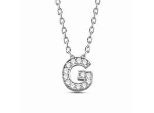 4260647223415 - Kette mit Anhänger DKENIZ Buchstabe G 925 - Sterling Silber Halsketten Gr 40cm + 3cm Silber 925 (Sterlingsilber) Länge 43 cm Breite 65 mm weiß Damen Freundschaftskette Ketten mit Anhänger Partnerkette Halsschmuck