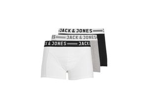 5712833644157 - JACK & JONES Trunks SENSE TRUNKS 3-PACK NOOS Light Grey Melange BLACK & WHITE Unifarben Grau - Gr XXL